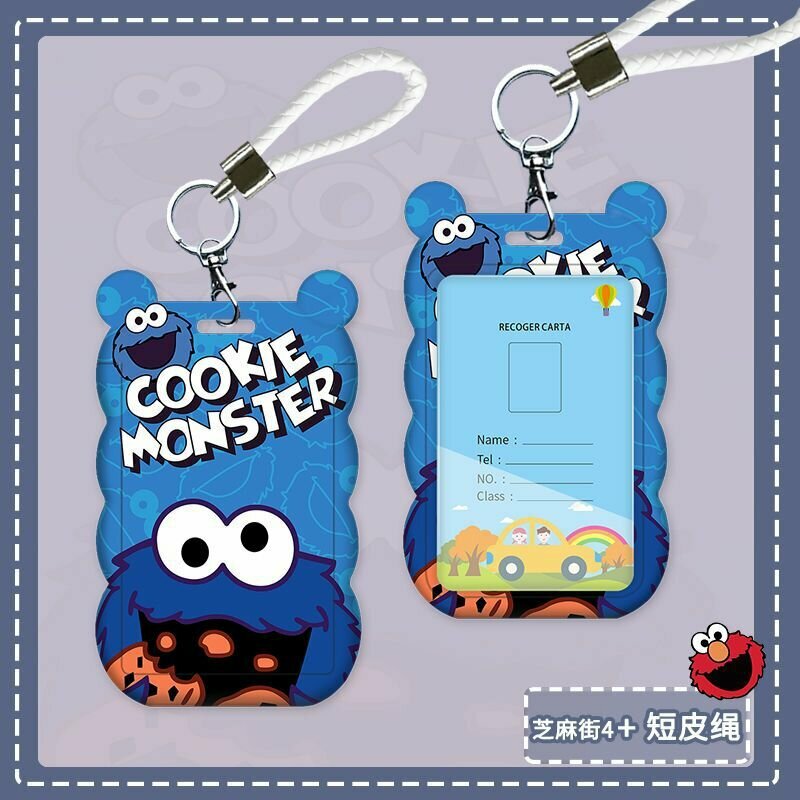 Держатель для карт с мультяшным Улицей Сезам, держатель для студенческого удостоверения, держатель для карт доступа в автобус и метро с шнурком для детского сада