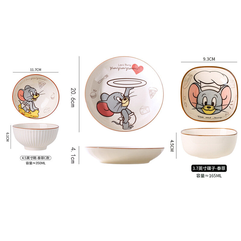 2026 Набор керамических тарелок и мисок с кошкой и стариком, подглазурная раскраска, домашняя посуда, высококачественная, устойчивая к высоким температурам
