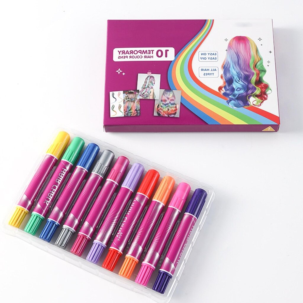 10 Цветных Мелков Для Волос Для Детей И Девочек Рождественские Парикмахерские Тоже Временные