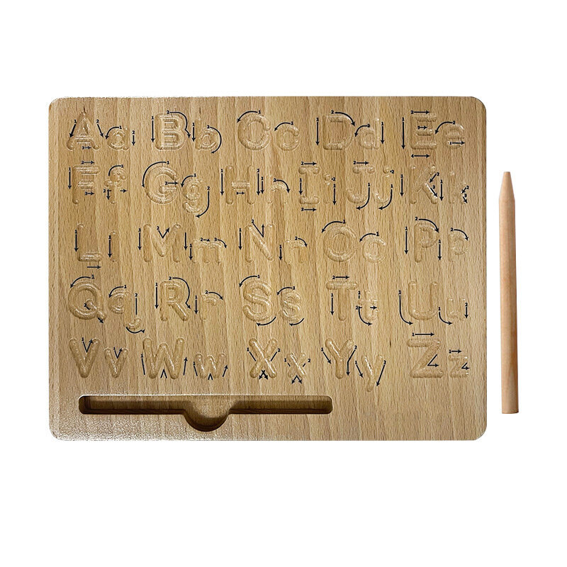 Двусторонняя доска для тренировки письма, обучающая игрушка из дерева для алфавита, доска для слепого письма, учебные пособия для детского сада Монтессори