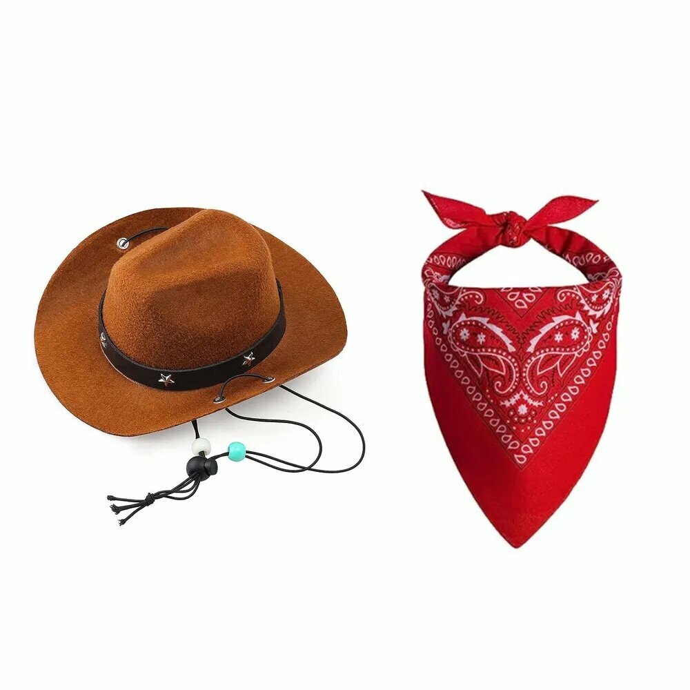 Фестиваль Pet Cowboy Caps Bandanas Set Halloween Celebration Dog Costume Accessor