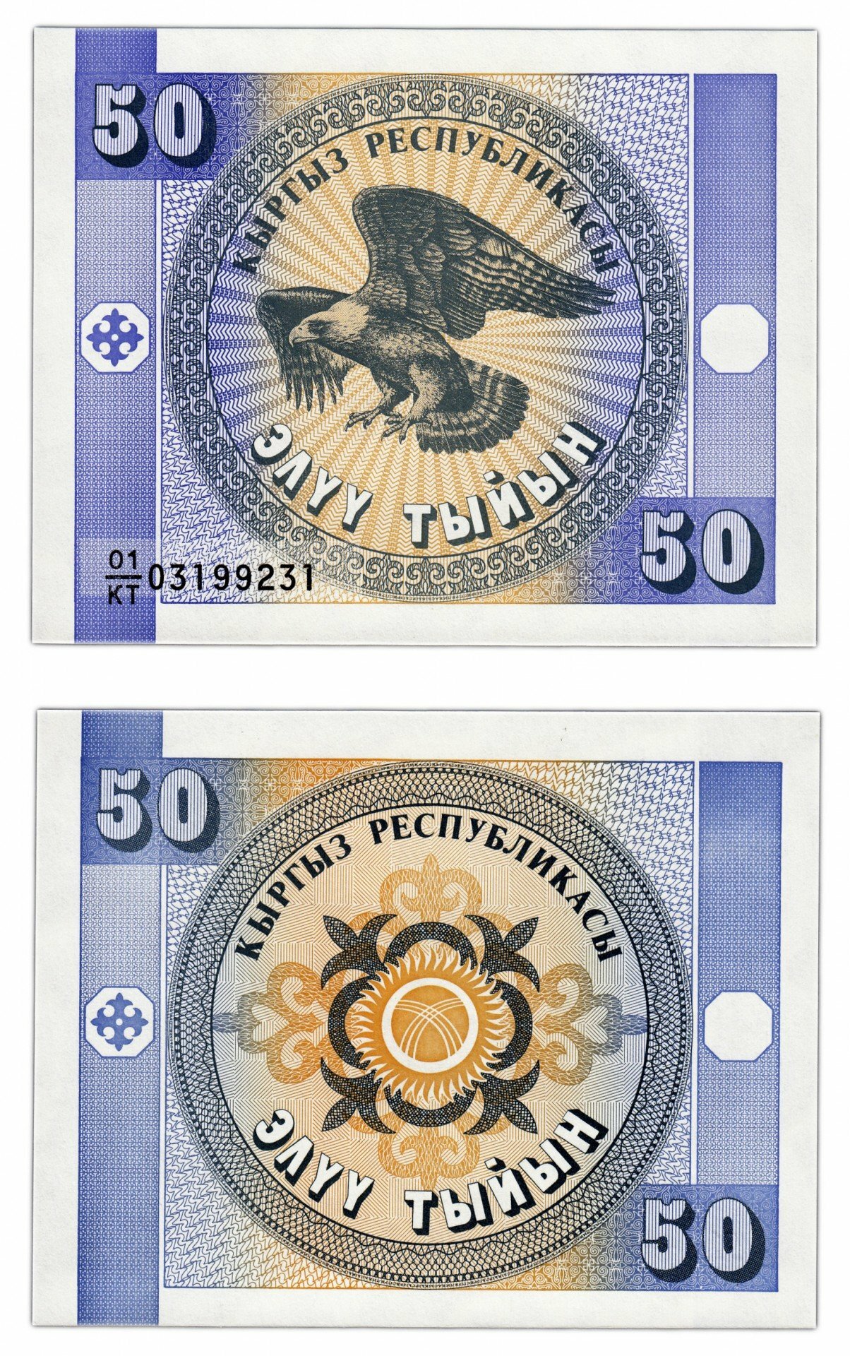 Кыргызстан 50 тыйын 1993 Pick 3a