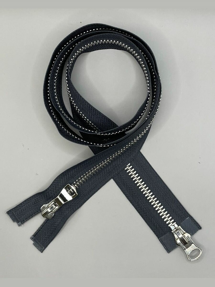 Молния (титан-легкий металл),110 см, тип 8, темно-серый, зубья никель(св. металл),2 замка.1шт.