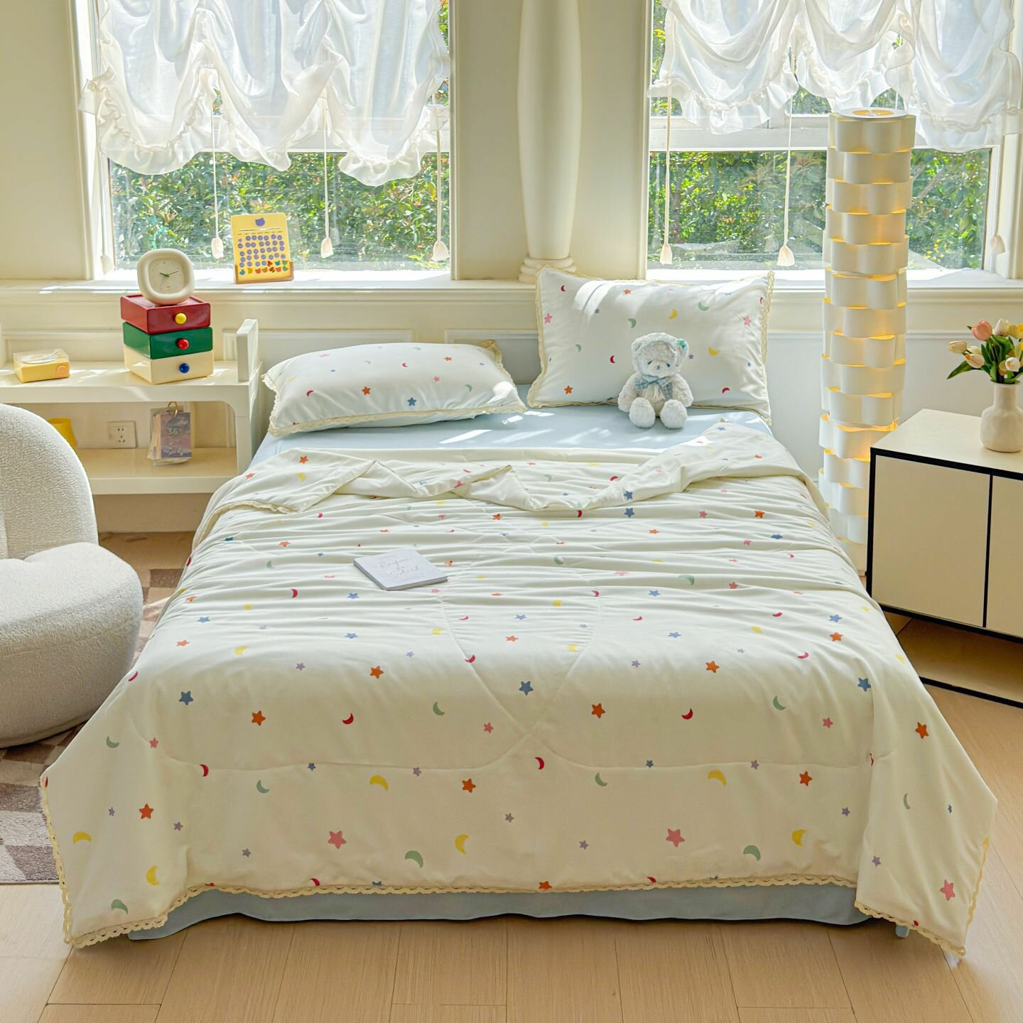 Дюймовая простыня Lucky Star летняя 200x230 см звездный узор постель