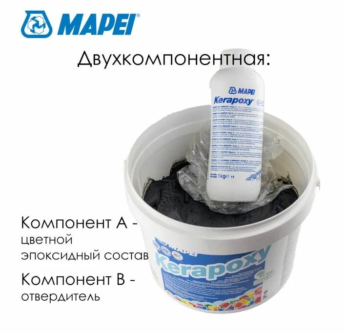Эпоксидная затирка для плитки MAPEI Керапокси цвет №119 серый лондон, 2кг, Россия