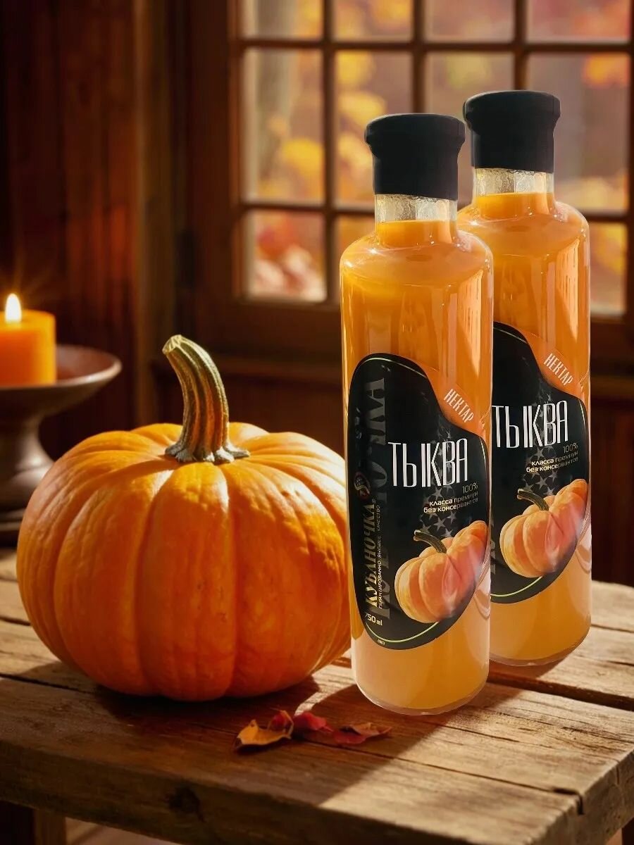 Кубаночка Нектар тыквенный с мякотью 750 мл. (Набор из 2шт)