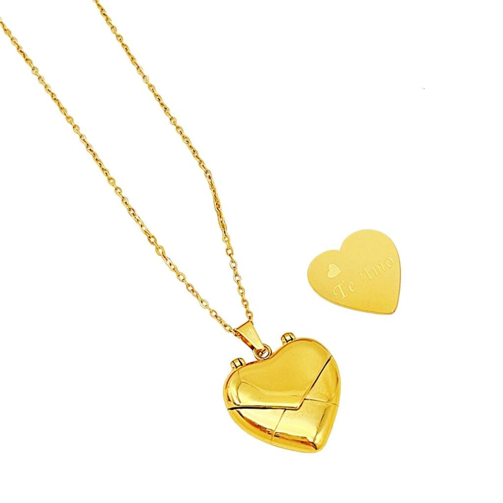 Сердцевидный локет-конверт из титановой стали, Te Amo