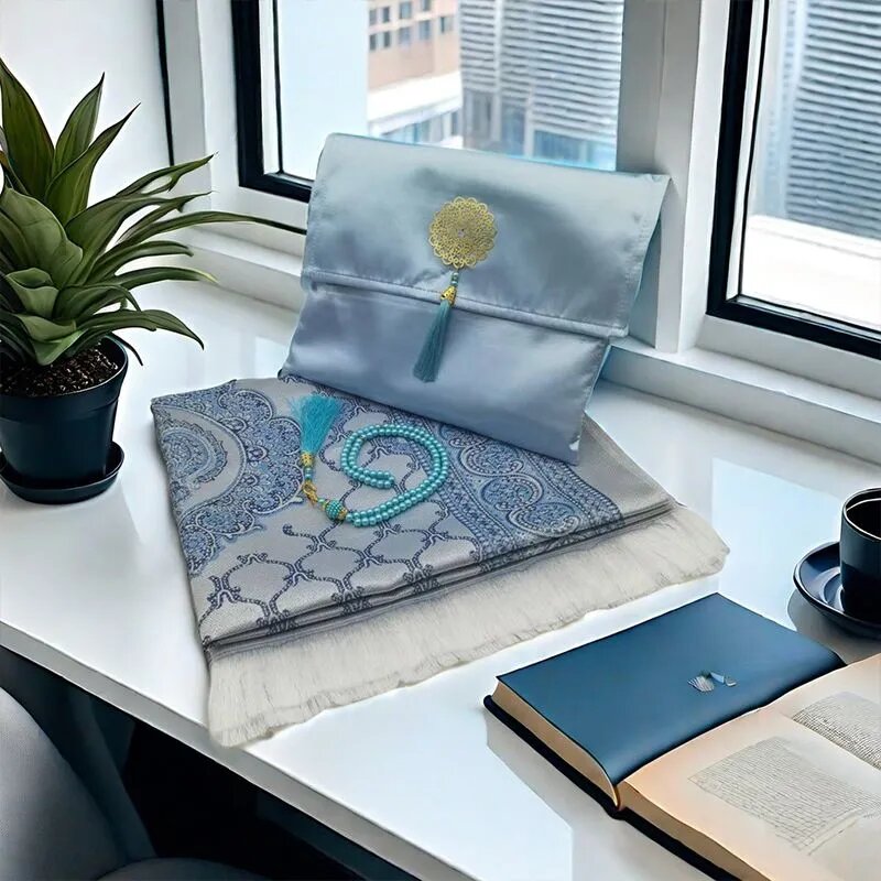 Мусульманских Дорожный молитвенный коврик для намаза (намазлык) с молитвенными бусинами и сумкой для хранения,110 см х 70 см, Набор из 3-х