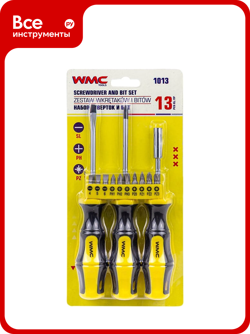 Набор отверток и бит WMC TOOLS 13пр WMC-1013(61015)