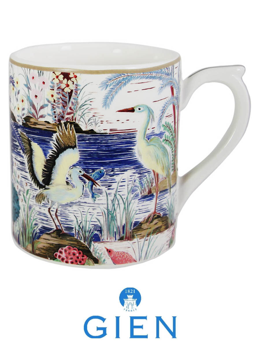 Кружка фаянсовая Gien Le Jardin Du Palais Цапля, 255 мл, декор, глазурь, Франция