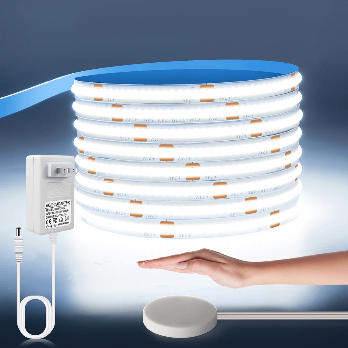 Светодиодная лента COB 3м, теплый белый, 320LED/м