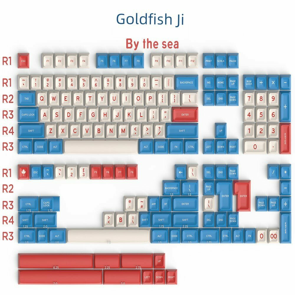 Комплект кейкапов Large Leaf Goldfish, профиль SA, материал ABS, 172 клавиши, полный набор, персонализированные