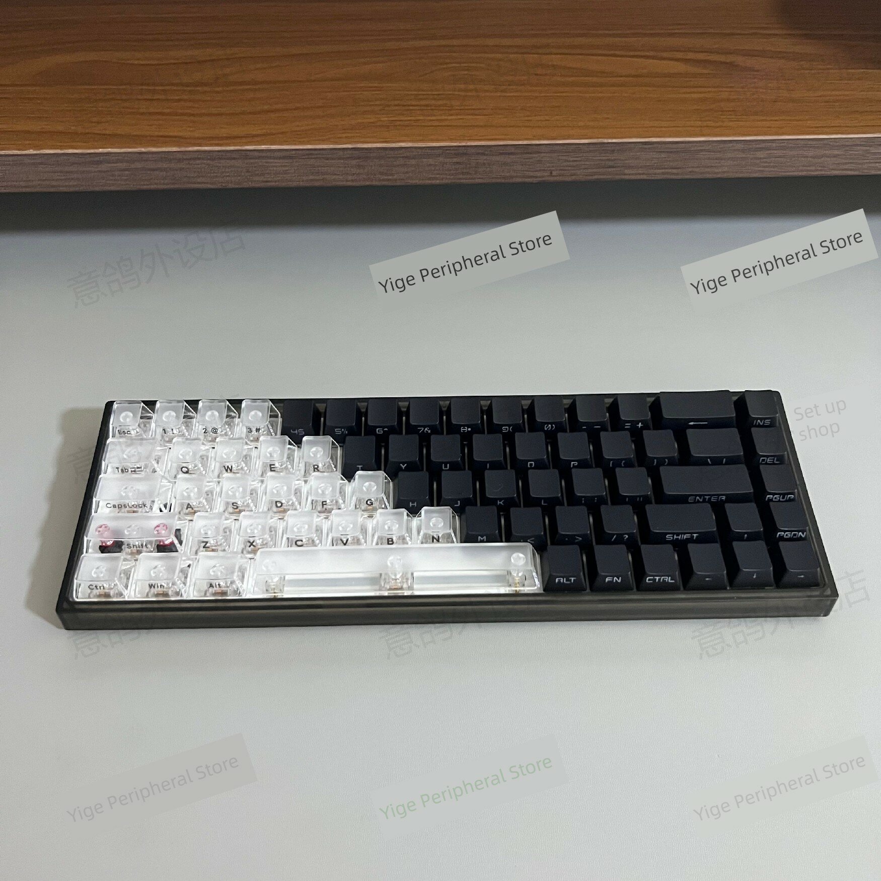 Черно-белые двухцветные прозрачные кейкапы для ПК с боковой печатью, OEM, высокая совместимость с Wooting ATKmade68,