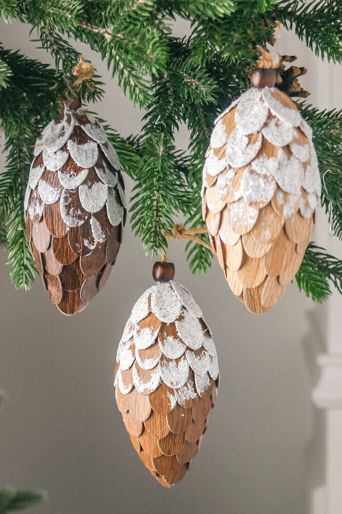 Набор ёлочных игрушек шишки-люкс, 12 см, 3 шт, Kaemingk 457606-набор