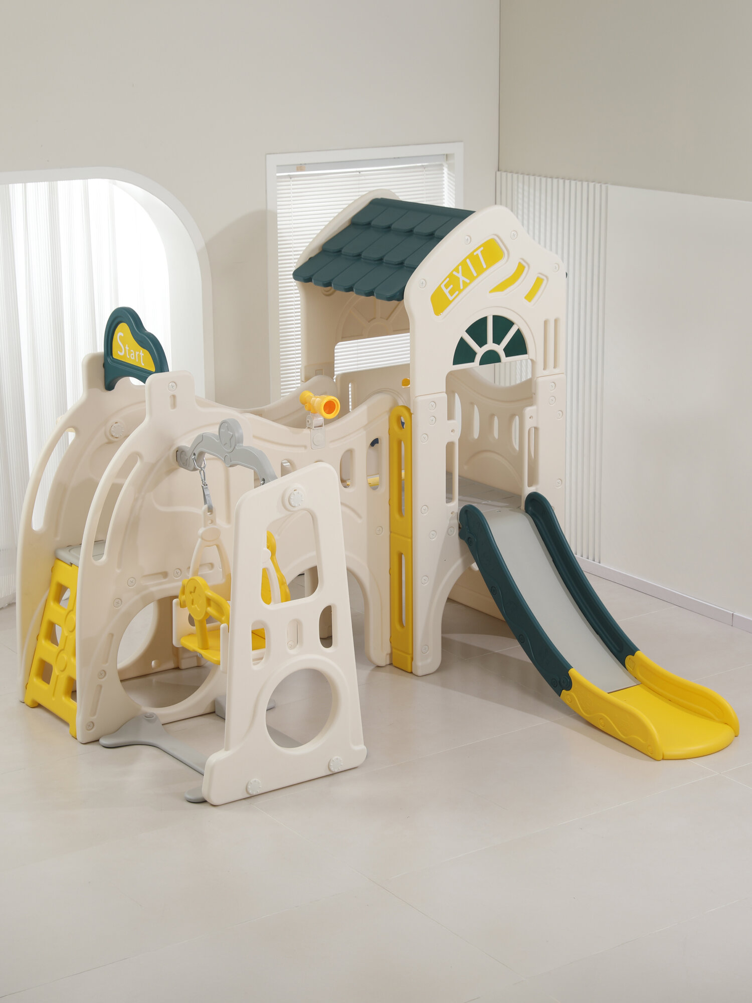 Игровой комплекс для детей с горкой и качелями UNIX Kids Playhouse / Игровой домик для дома и улицы