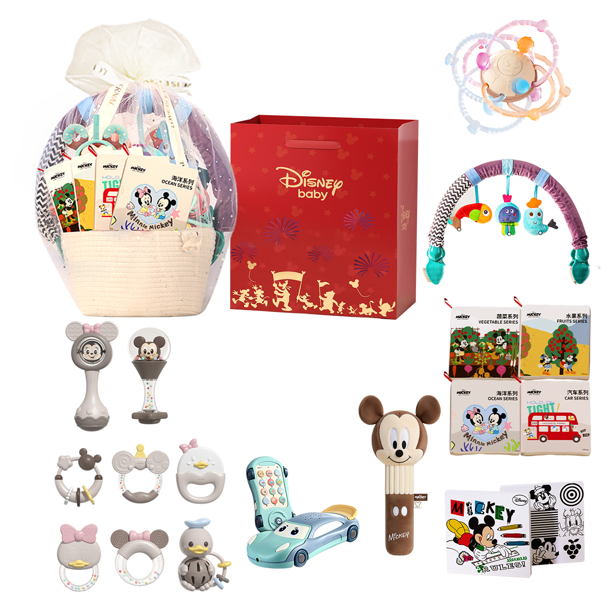 Disney Baby Rattles Консервы BE Gnawed And Grasped Тренировки Малыш Полнолуние Подарочная коробка Развивающие игрушки