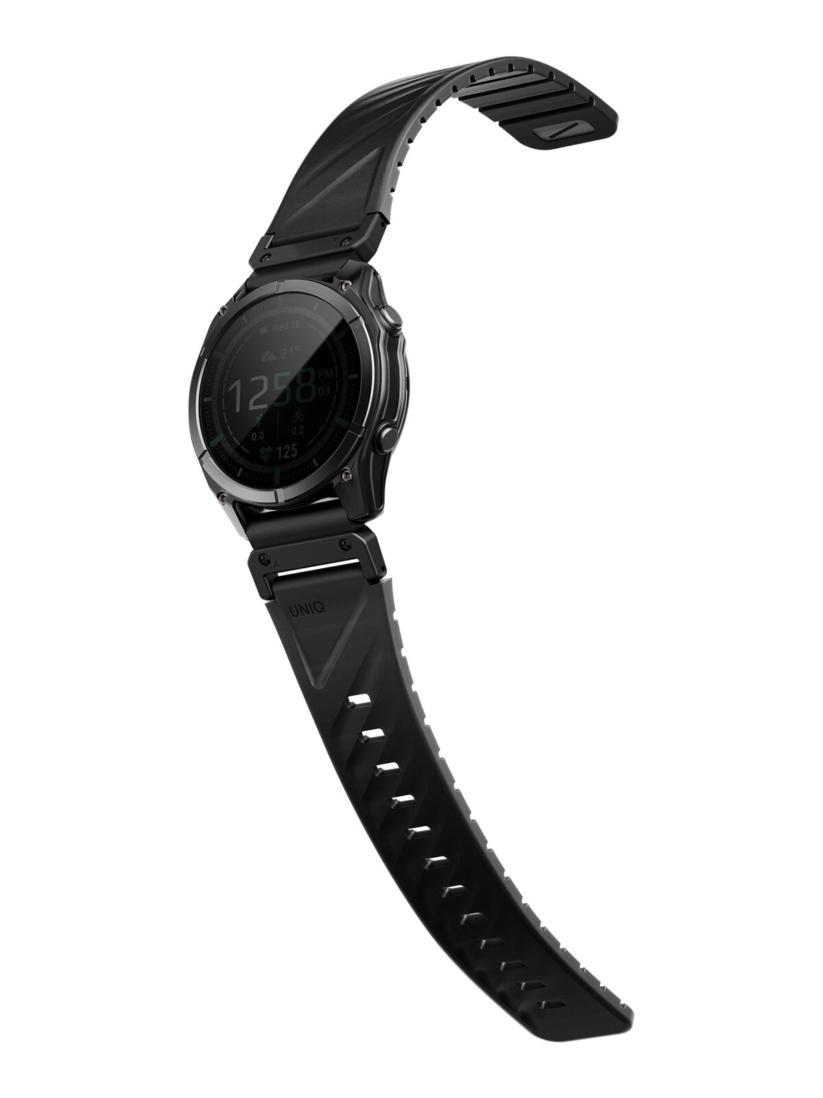 Ремешок Uniq для смарт-часов Garmin 26 мм, каучуковый, с магнитной застежкой и штифтом, черный