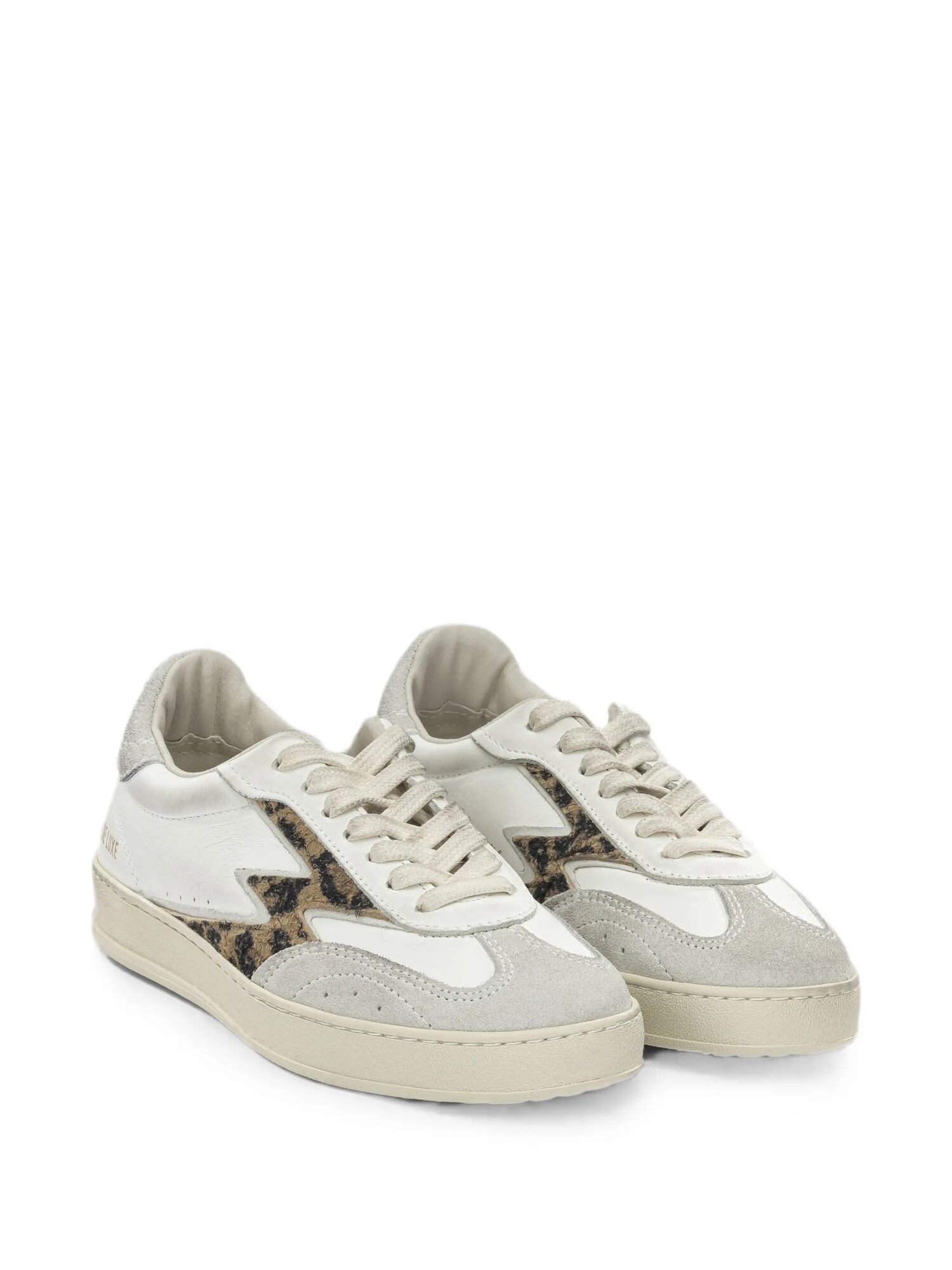 Кроссовки  Leopard-print panelled leather sneakers, размер 36, white — фото 1