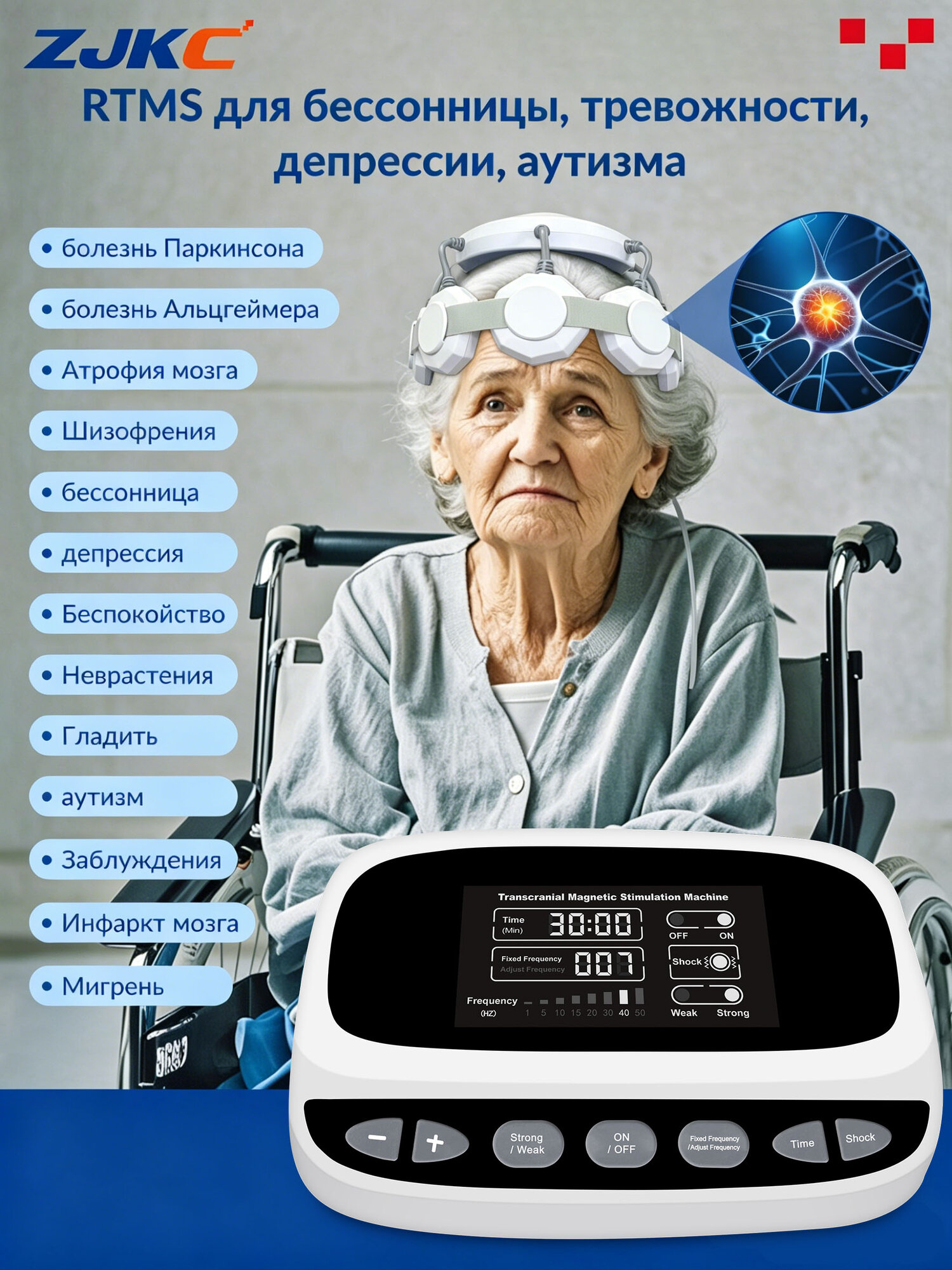 Домашний нейростимулятор rTMS стабилизация состояния при депрессии, хронической усталости