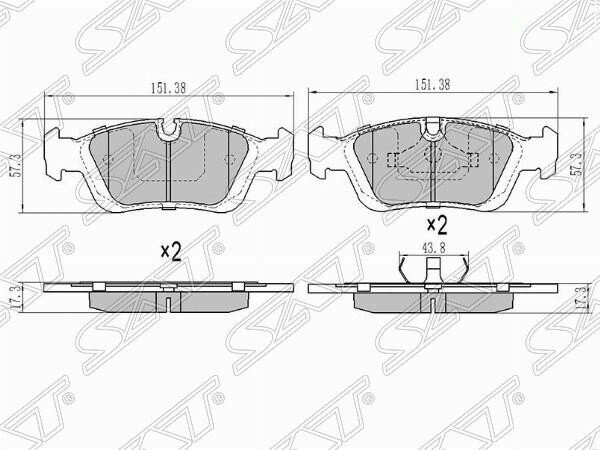 Колодки тормозные SAT ST-34116761244 спереди BMW 3-Series 90-06