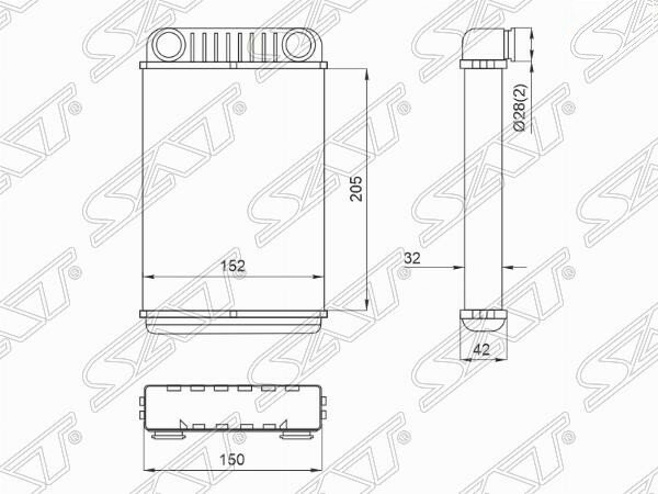 Радиатор отопителя салона SAT ST-CVA6-395-0 Chevrolet Aveo 11-15 / Cobalt 13-