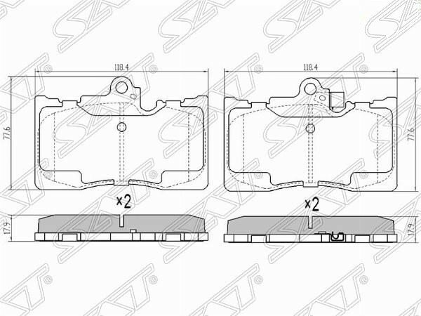 Колодки тормозные SAT ST-04465-30410 спереди Lexus GS 05-20 / IS 05-16