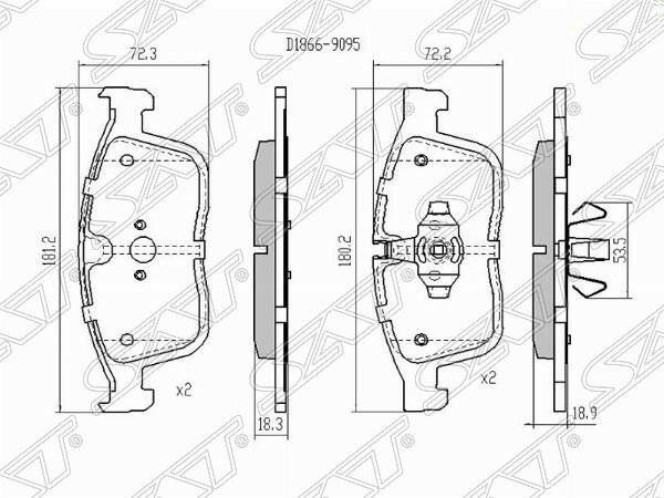 Колодки тормозные спереди SAT ST-31445985 Volvo XC60 08-17