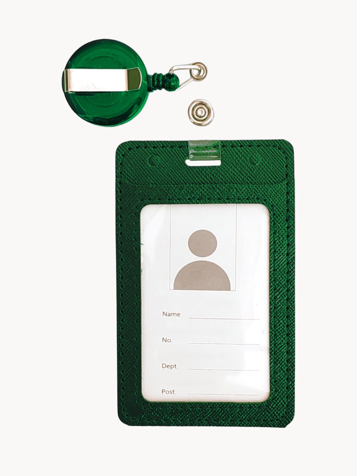 Бейдж / Чехол для карт и пропусков зелёный на рулетке с креплением