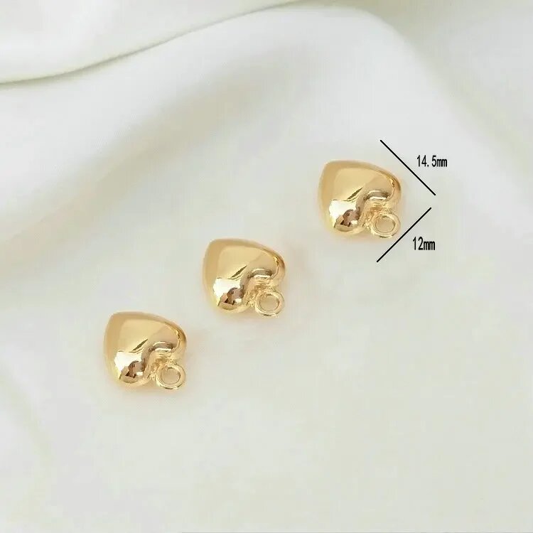 Подвески сердце из латуни 14-каратного золотого цвета Florainer Tina 6PCS, Style 1