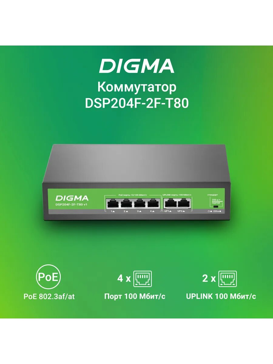 Коммутатор DSP204F-2F-T80 DSP204F-2F-T80 V1 (L2)