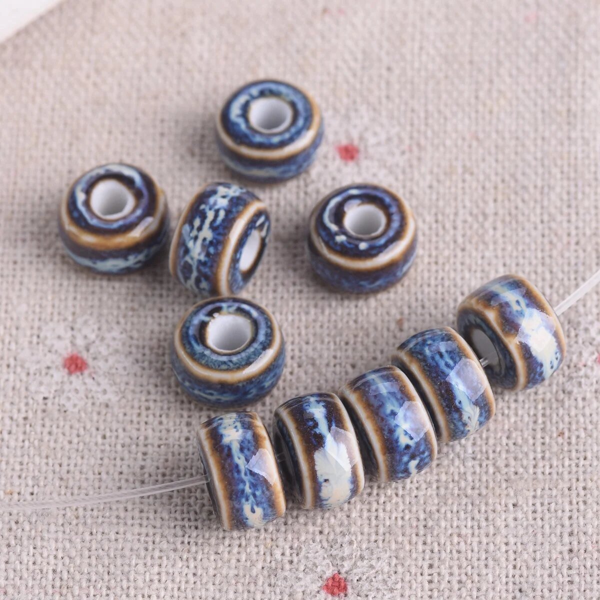 Керамические бусины Dreamzeal 10 шт. 10 мм 18 Blue White