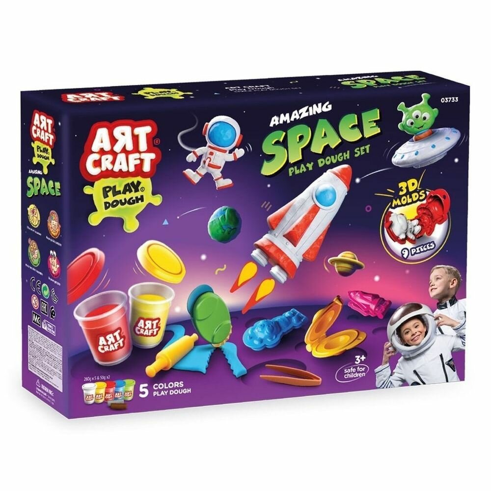 Набор для лепки AЯT CRAFT "Летим в космос", тесто 5 цветов по 56 г, в коробке (3733)