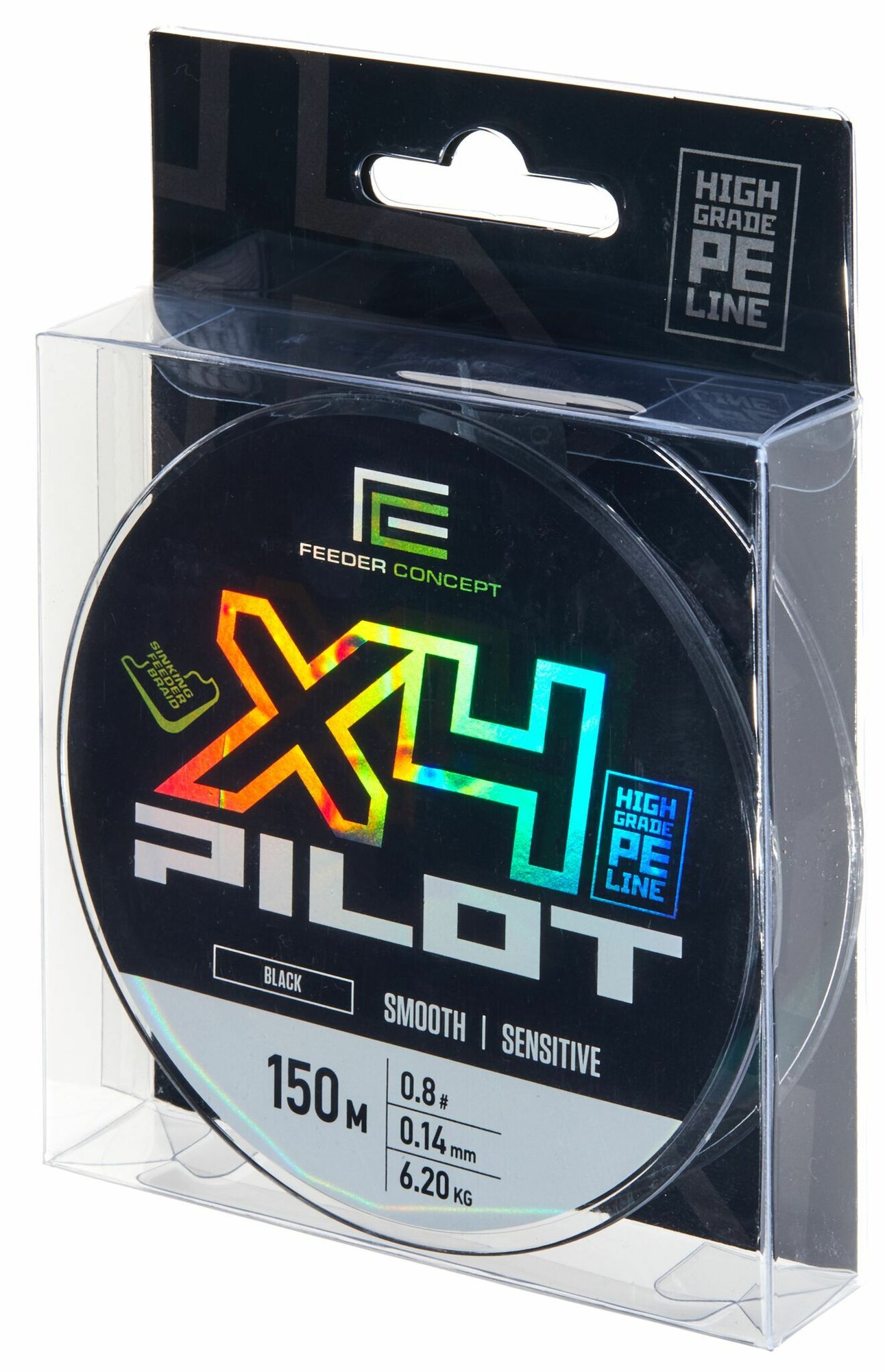 Шнур плетёный для рыбалки Feeder Concept Pilot x4 BRAID Black 150/014, плетенка летняя