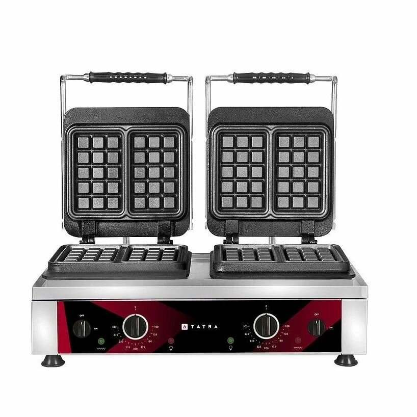 Вафельница двойная Tatra TWI 2 BRUXELLES, бельгийские вафли, 4 сегмента чугун, 4.4 кВт, 220 В.