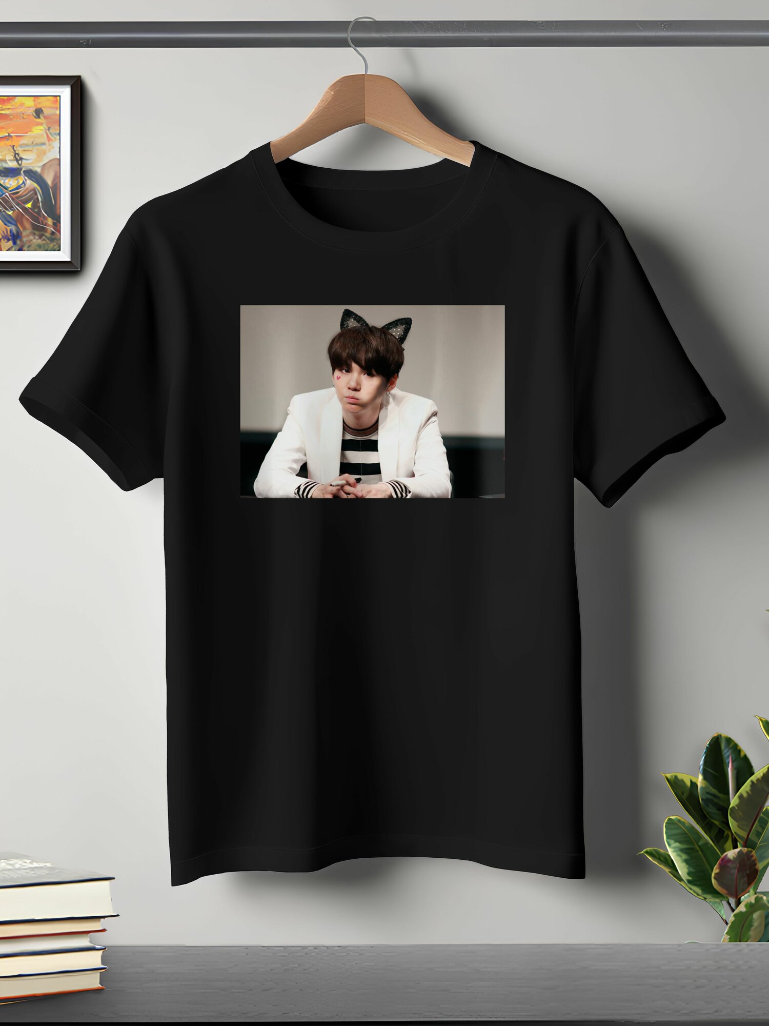 Футболка ONEQ унисекс 48-50 (L) размер с принтом BTS, черная