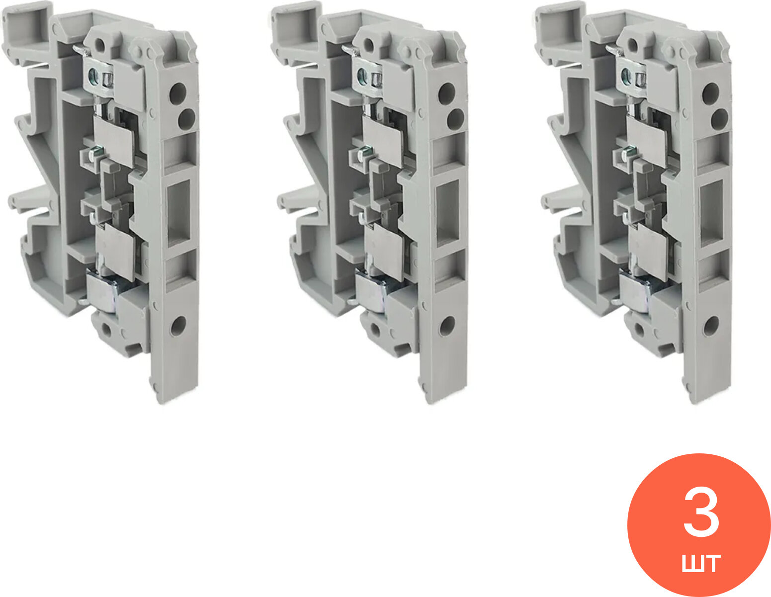 Клемма для проводов EKF / ЕКФ PROxima JXB-4/35RD винтовая для плавких вставок 5х20, огнестойкий полиамид, серая, 1шт. / зажим (комплект из 3 шт)