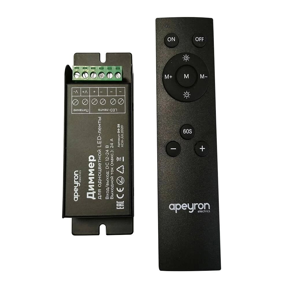 Диммер для светодиодной ленты 12/24 В 288/576 Вт IP20 с пультом Apeyron (04-38) Apeyron 04-38