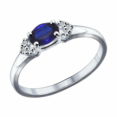 Кольцо, серебро, 925 проба, сапфир, фианит