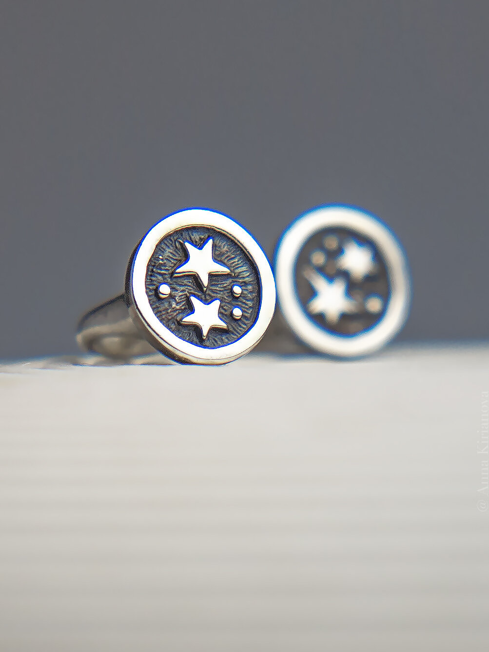 Серьги пусеты, серебро, 925 проба, чернение, оксидирование