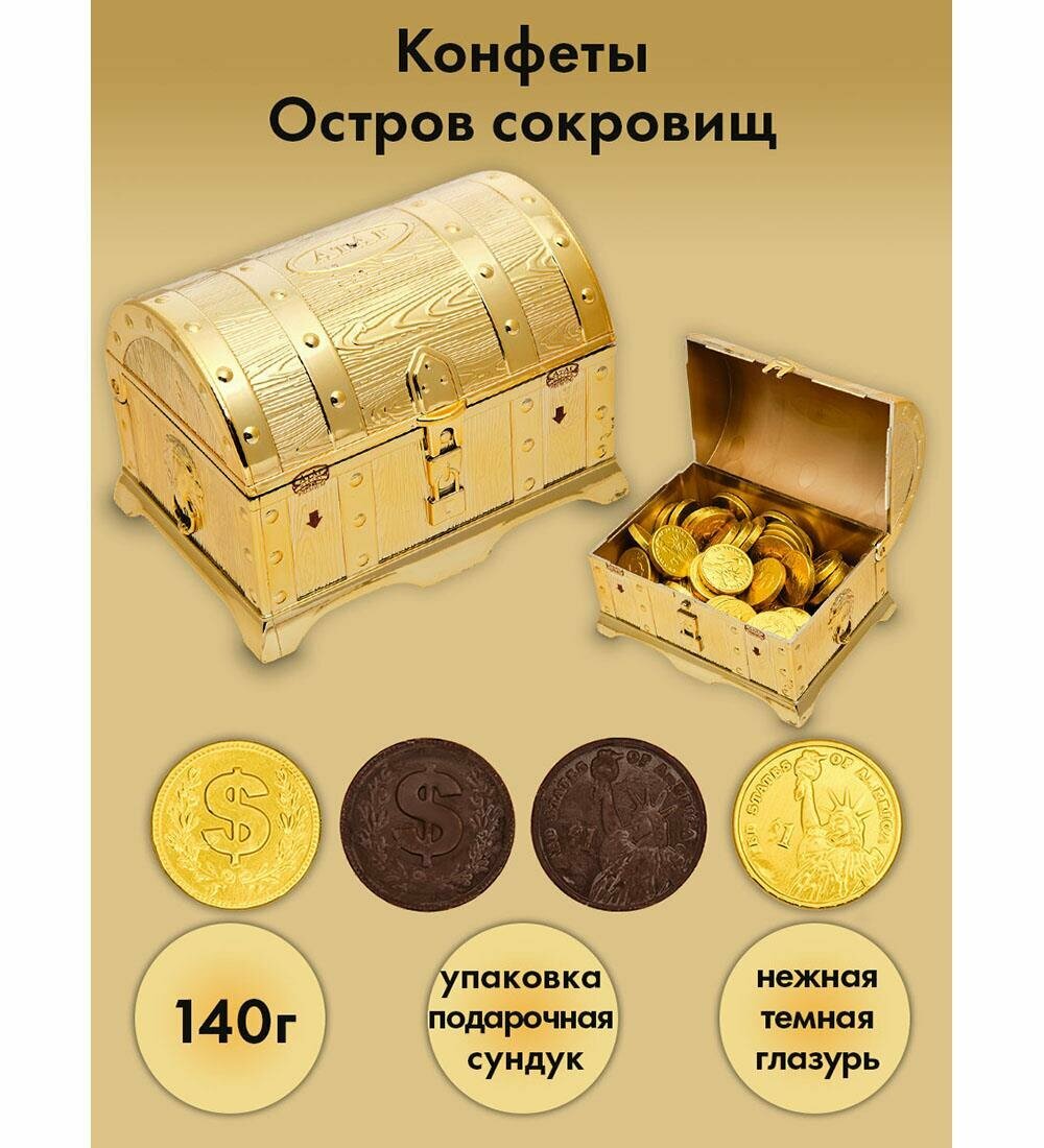 Конфеты "Остров сокровищ" тёмный шоколад, 140 г AT-23/1 атаг