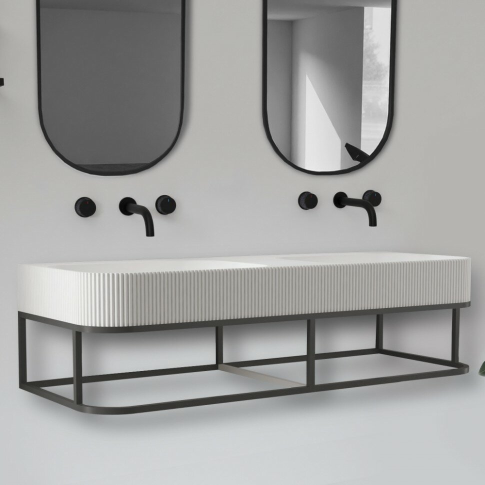 Консоль с раковиной ABBER Stein AS2646 подвесная, белая матовая