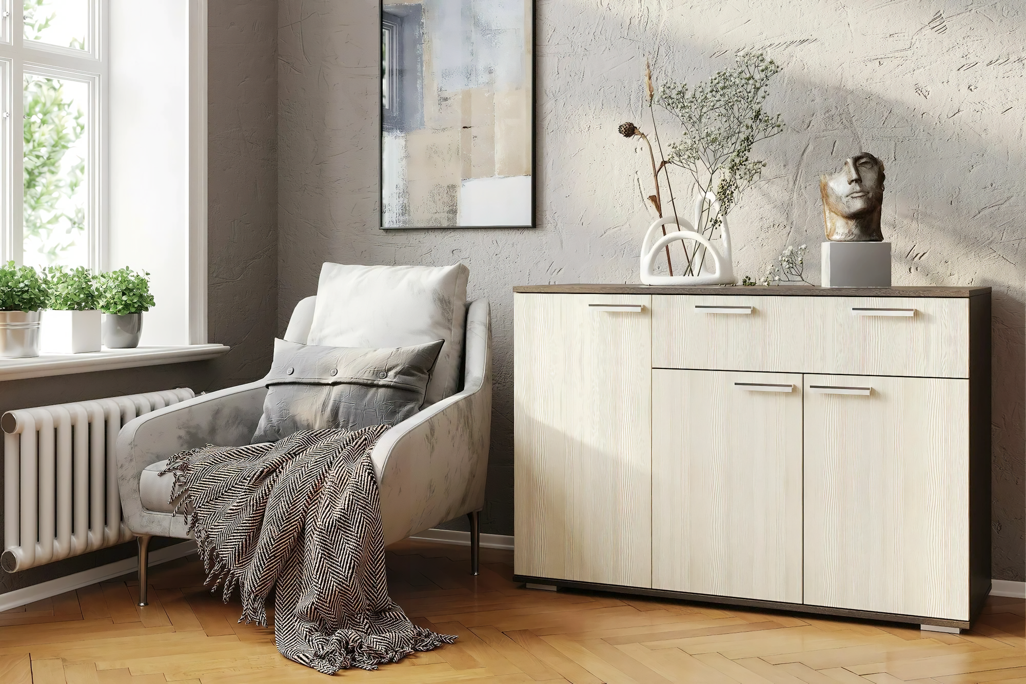 Комод длинный Стандарт 4 NEW, ЛДСП, Венге/Лоредо,120х83х46 см.