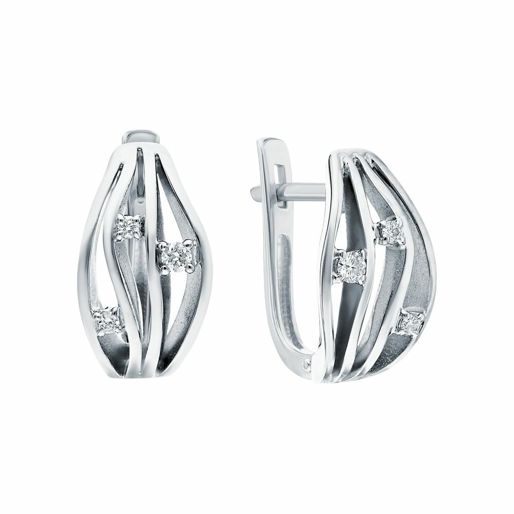 Серьги, белое золото, 585 проба, бриллиант