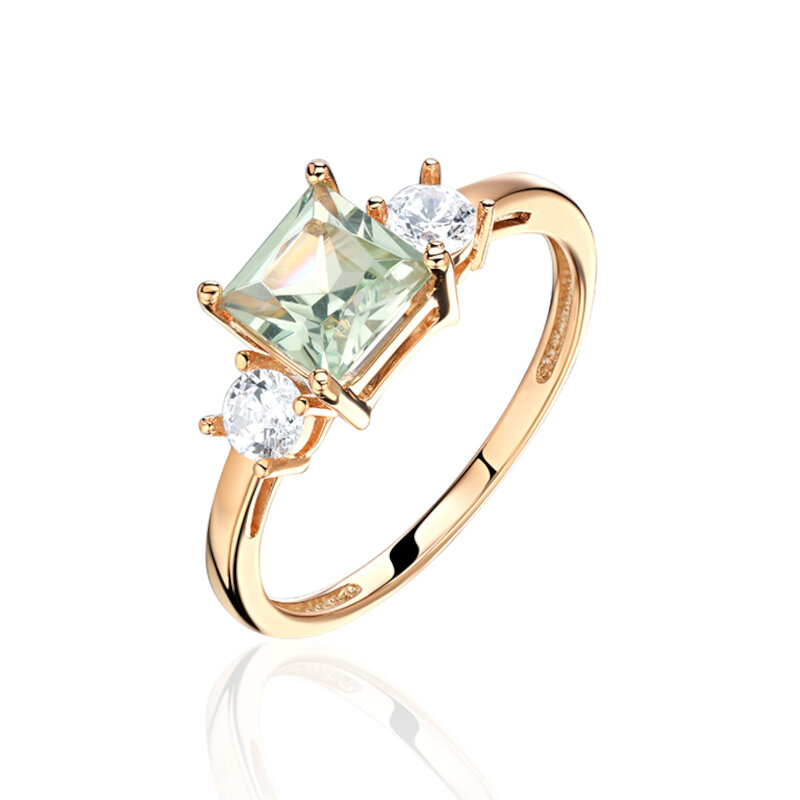 Кольцо, красное золото, 585 проба, фианит, кварц