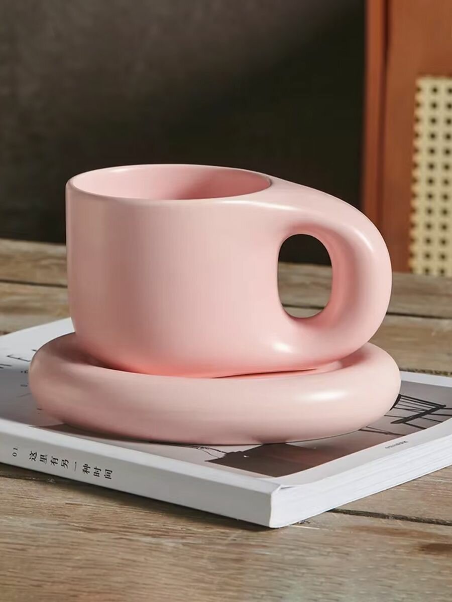 Кружка, керамика, 400мл, светло-розовая, для СВЧ, для посудомойки