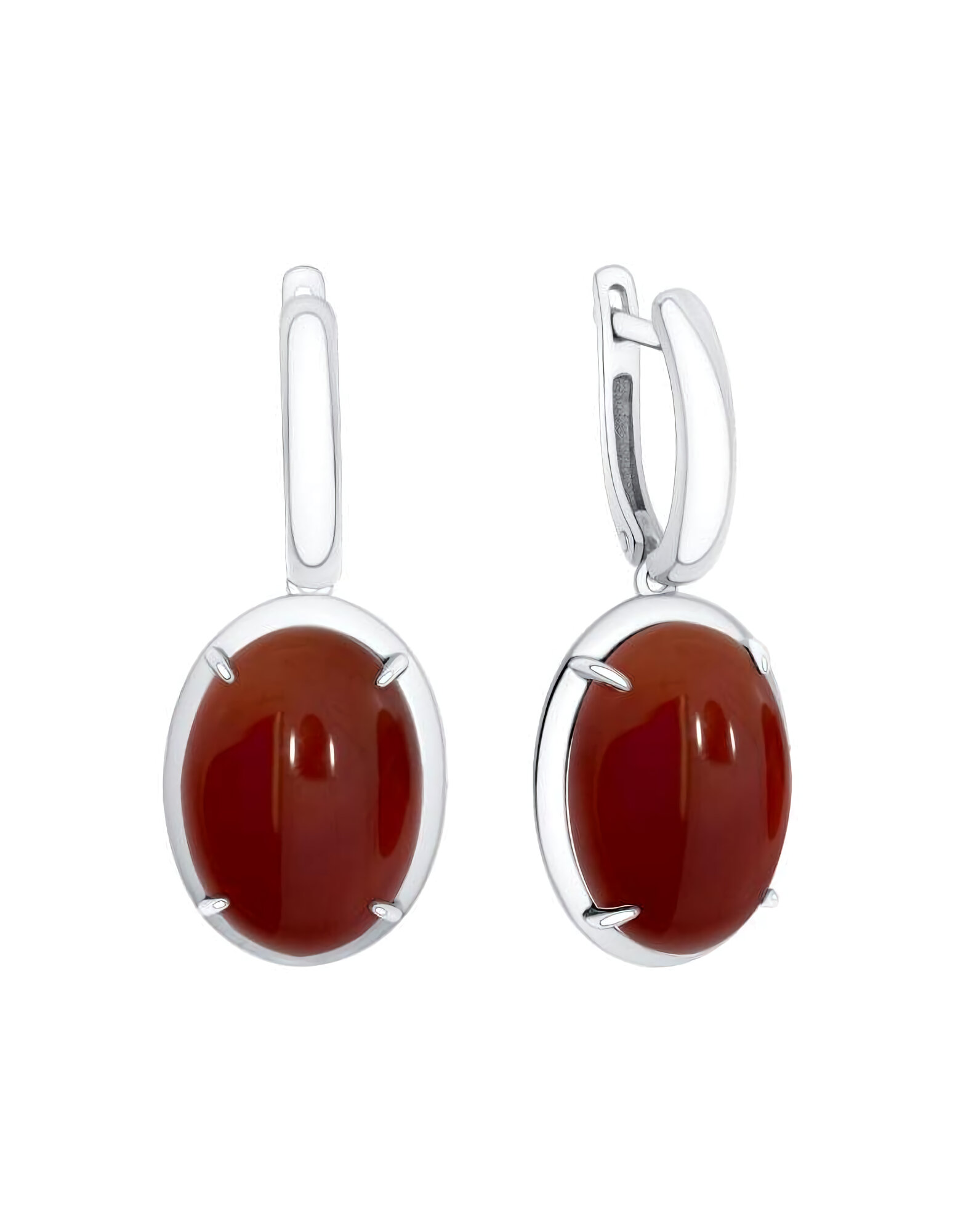 Серьги пусеты, серебро, 925 проба, родирование, агат