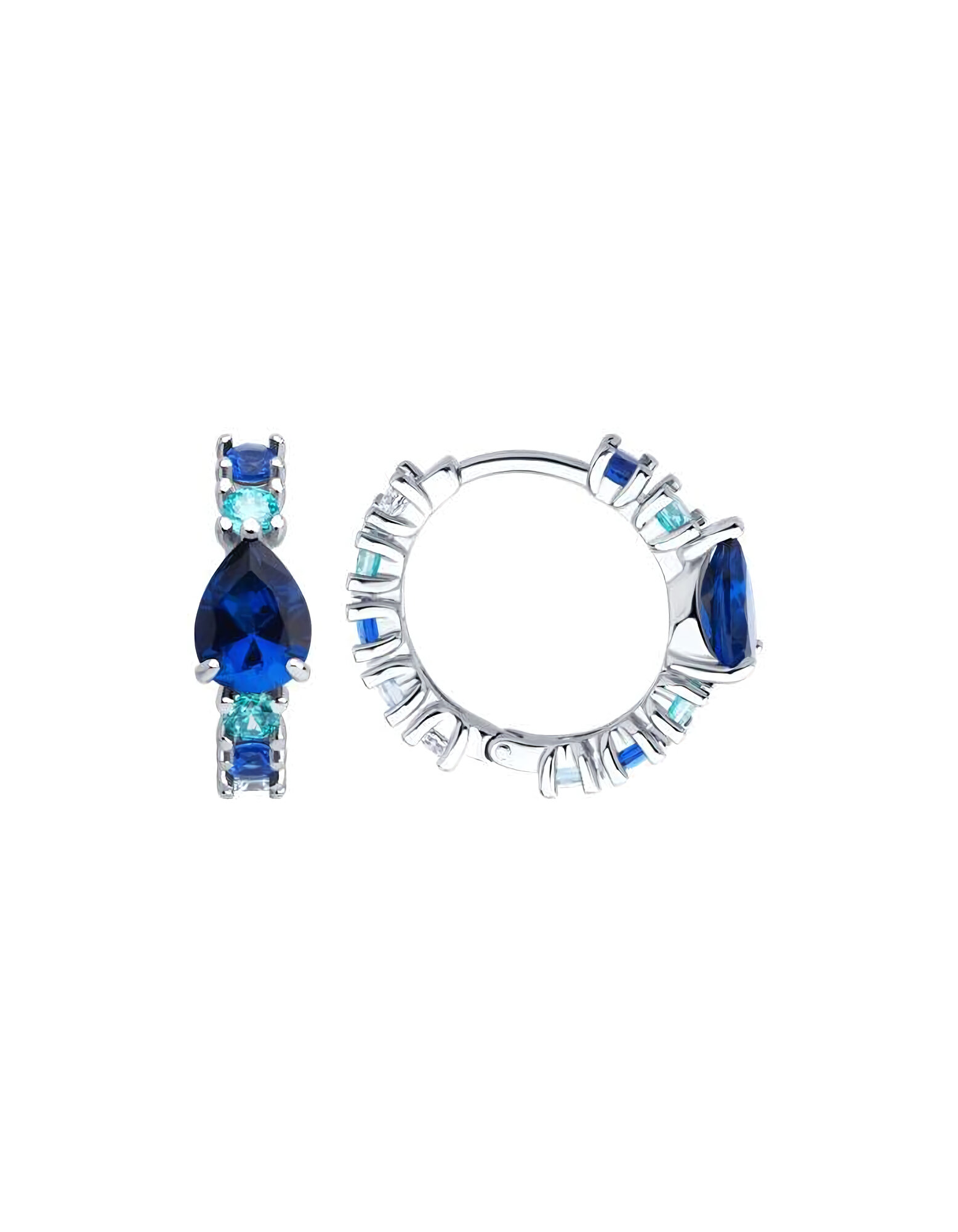 Серьги конго, серебро, 925 проба, родирование, фианит