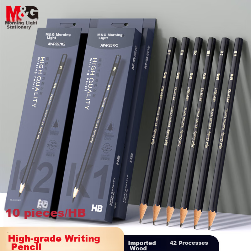 Chenguang (M&G) Stationery, HB Pencils 10 Pieces, High-Quality Hexagonal Wooden Pencils, Student Writing Art Sketching Drawing Wooden Pencils, AWP357K1