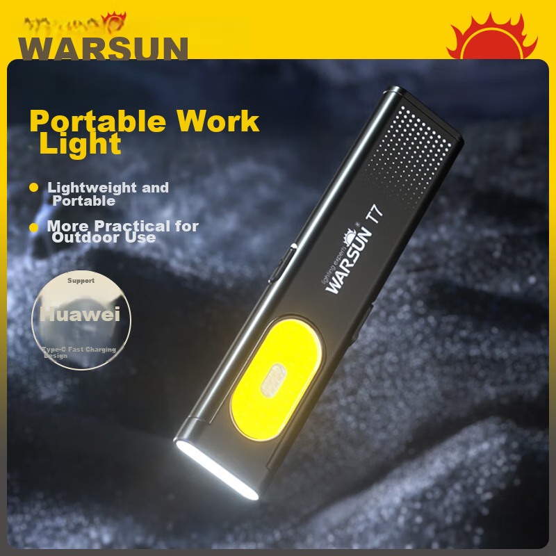 Warsun T7 Multifunctional Work Light, Auto Repair Emergency Repair Light, Ultra-Bright LED, Strong Magnetic, Rechargeable, Outdoor Flashlight