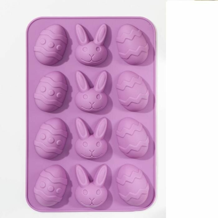 Форма для выпечки "Пасха", силикон, размер ячейки 4,8*3,8см, h-2см, 12 ячеек